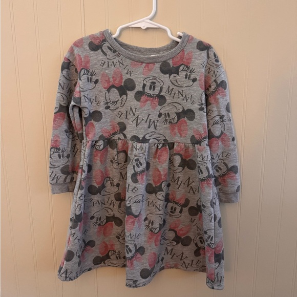 Disney | Dresses | Disney Junior Minnie Mouse Gray Sweatshirt Dress ...